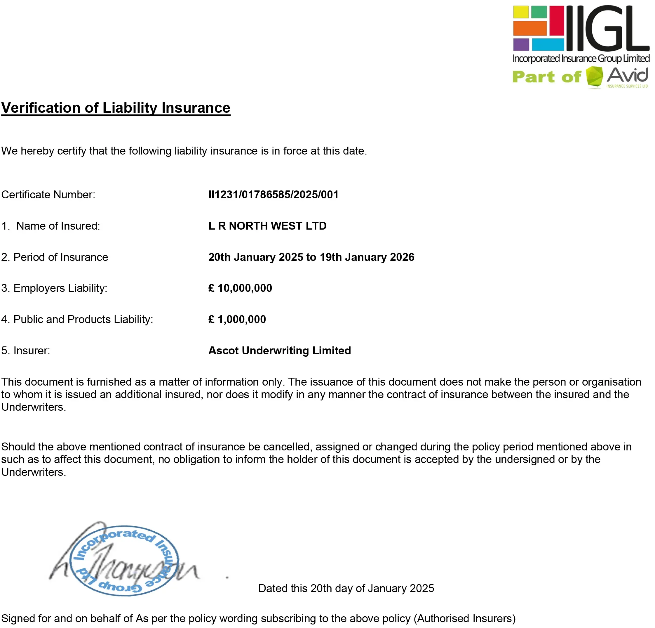 Liability Insurance - Lords Roofing